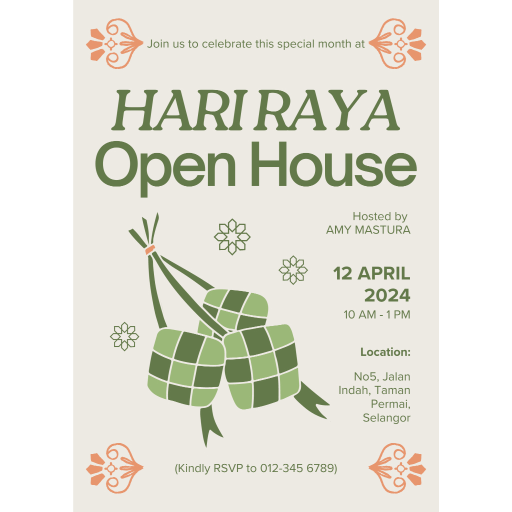 Hari Raya Open House Invitation Template | Shopee Malaysia
