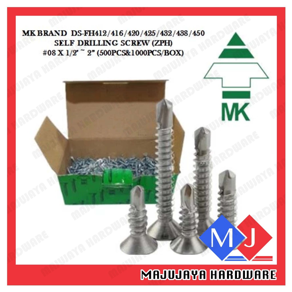 MK Brand Flat Self Drilling Screw Flat Head Aluminium Awning Drill ...