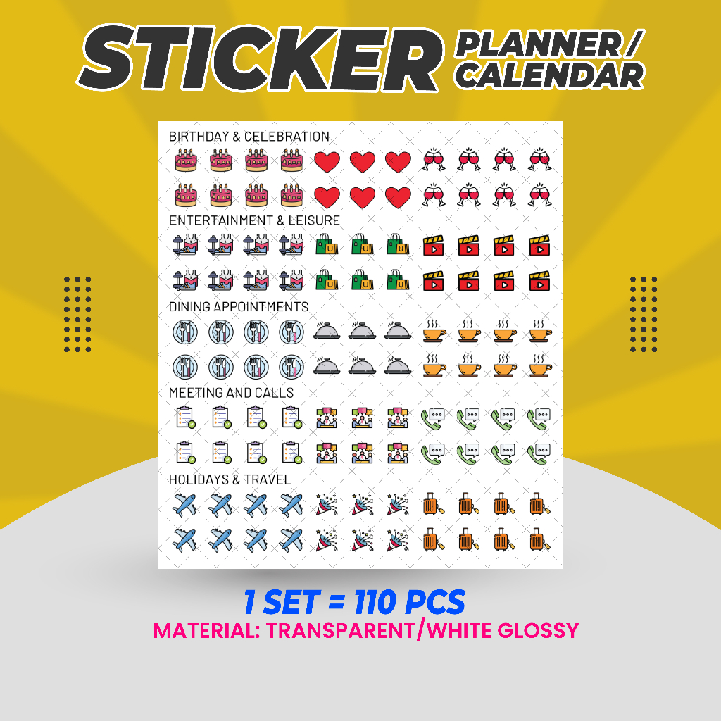 Sticker Calendar Planner Scrapbook Journal Diary Notebook Label | 100 ...