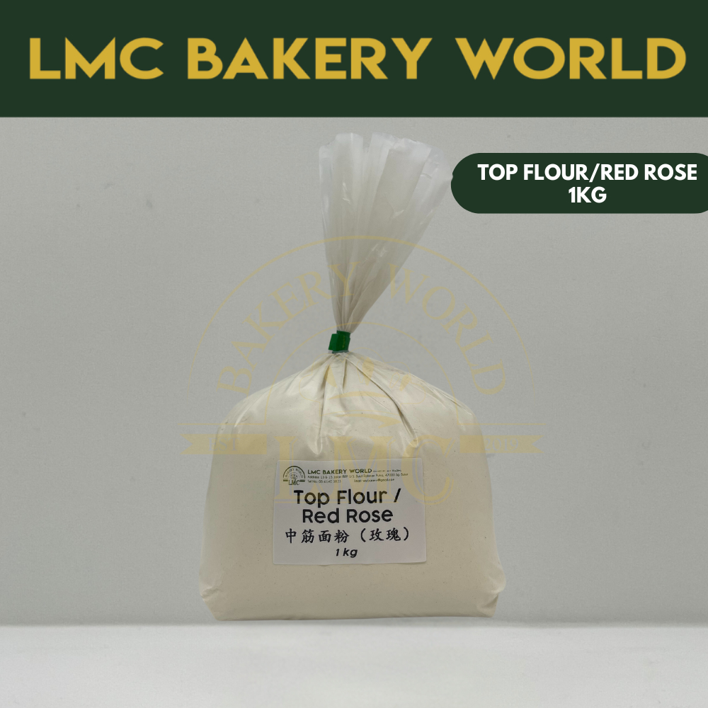 Top Flour/Red Rose 1kg /Medium Protein Flour/Tepung Biskut/中筋面粉 ...