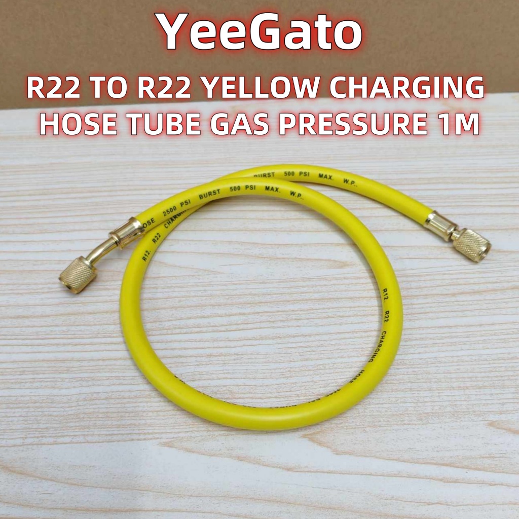 [R22 to R22 / R134a] (1M) YELLOW CHARGING HOSE TUBE (1/4") 2hun CHECK ...