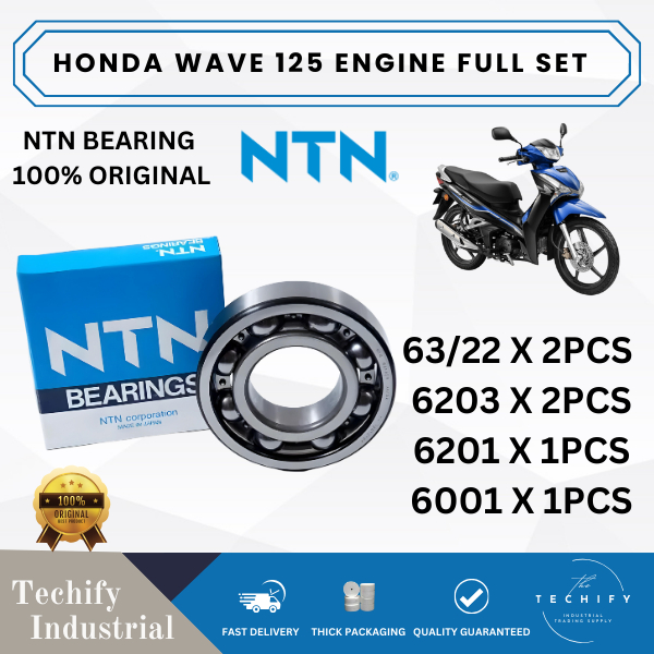 HONDA WAVE 125 NTN ENGINE BEARING SET X 6PCS 100% ORIGINAL - 63/22 , 6203 , 6201 , 6001 | Shopee ...