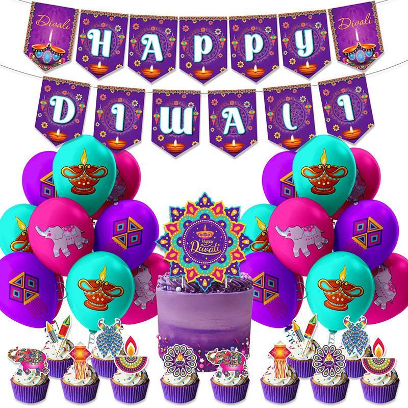 New Deepavali Theme Diwali Festival Deepavali Flag Banner Cake Card ...