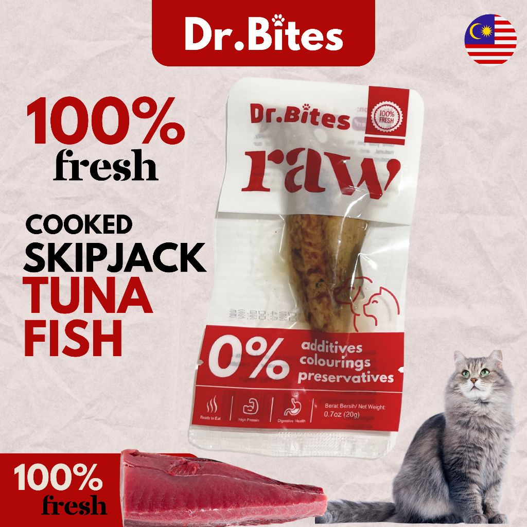 Dr. Bites Cooked Skipjack Tuna Fish [20g] Cat Snack Zero Additive Ikan ...
