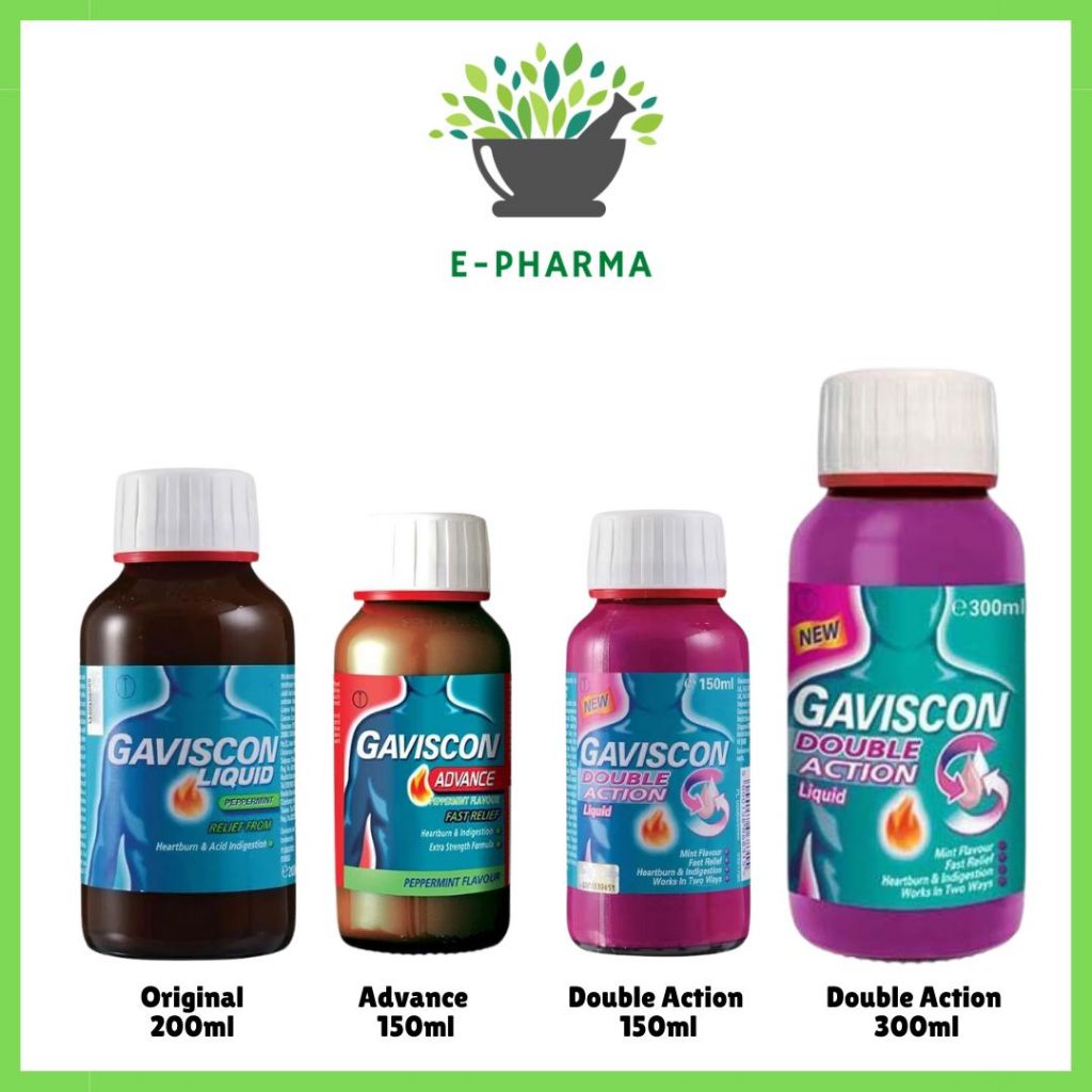 Gaviscon Original Peppermint Liquid 200ml, Gaviscon Advance 150ml ...