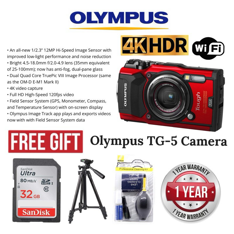 OLYMPUS TG-5 TG5 UNDERWATER WATERPROOF CAMERA 4K VIDEO RESOLUTION WIFI ...