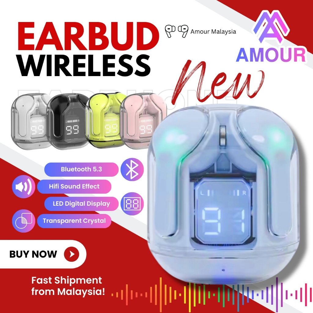 Fon Telinga Tanpa Wayar Earbud Wireless Earphone Bluetooth 5.3 TWS ...