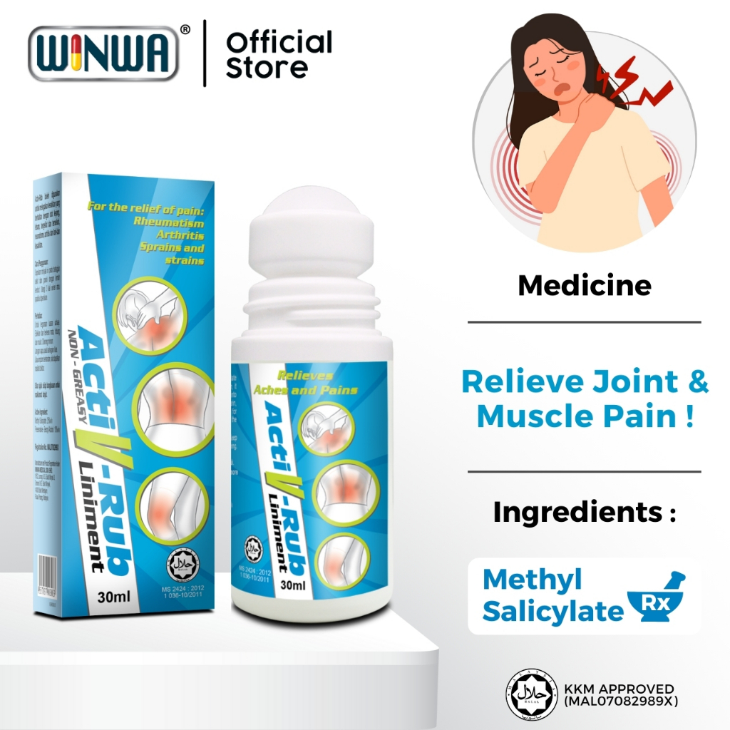 Activ-Rub Liniment Roll On Heat Rub For Muscle & Joint Pain (30ml ...