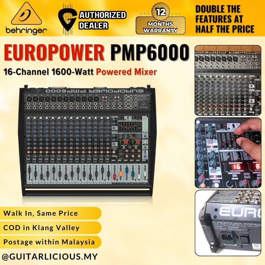 Behringer Europower PMP6000 16-channel 1600-Watt Powered Mixer ( PMP ...