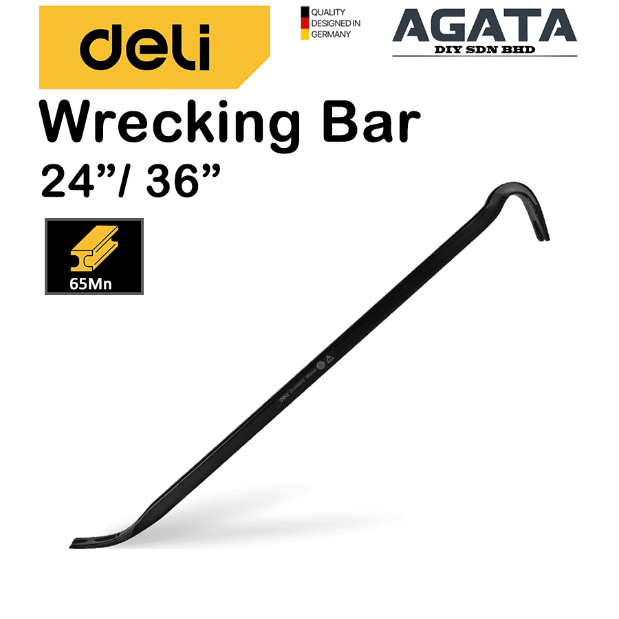 DELI Wrecking Bar 24"/ 36" DL448901 DL448902 H/Duty Crow Bar Bend ...