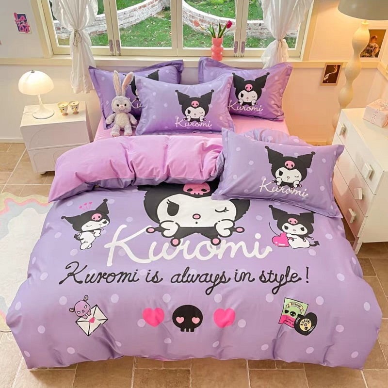 CNY Sales Hello Bobo Sanrio Cartoon Kuromi 100% Cotton Fitted Sheet ...