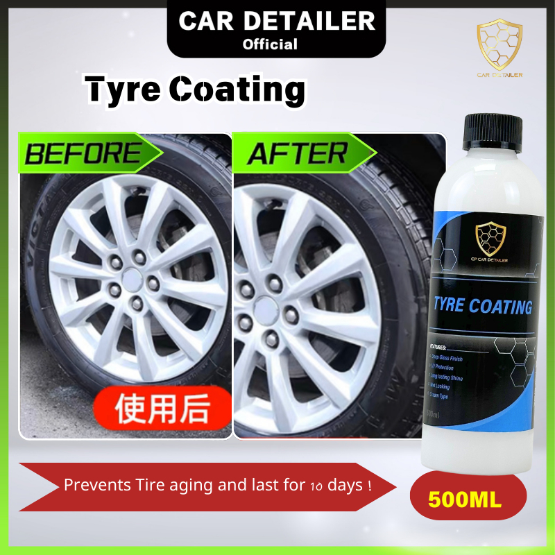【CAR Detailer】Tyre Coating 500ml Cream Type Wax Tayar Kilat Plastic Wax ...
