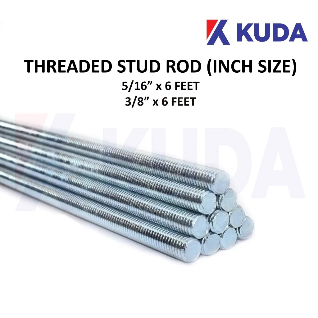 6 Feet Mild Steel Zinc/GI Full Threaded Screw MS Rod Stud/Full Thread ...