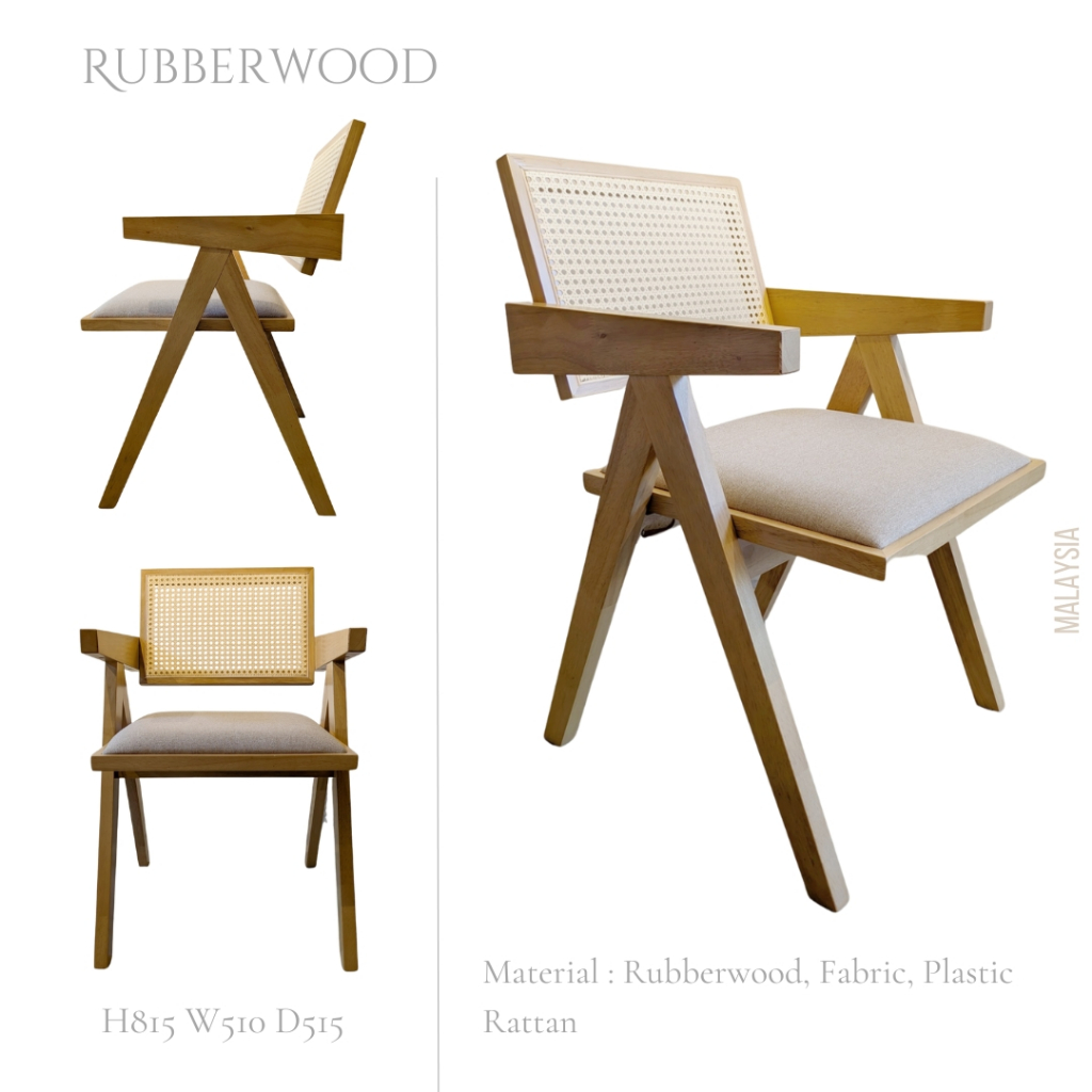 Nordic Rattan Dining Chair 餐椅 Restaurant Wood Chair 藤椅 Kerusi Rotan ...