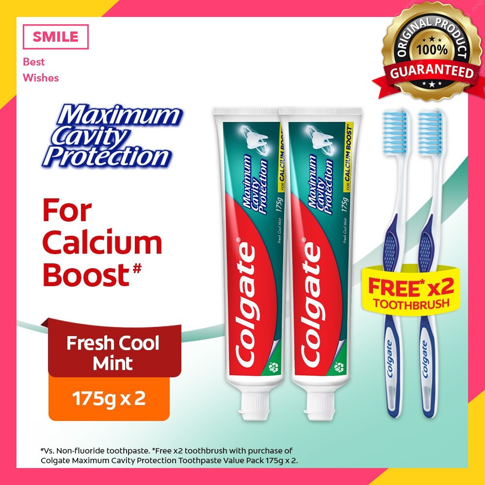 Colgate Maximum Cavity Protection 175gm Fresh Cool Mint Twin Free 2 ...