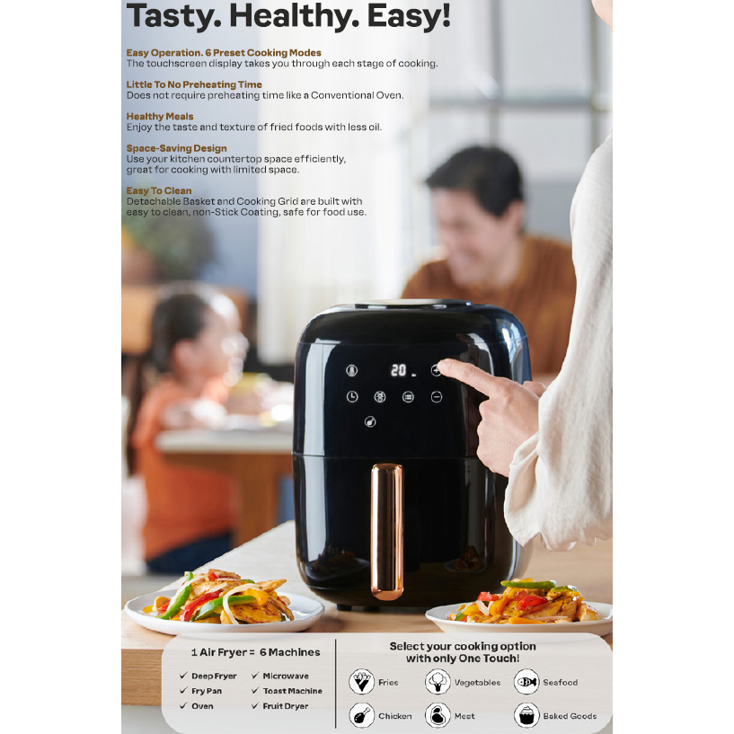{NEW} TUPPERWARE AIR FRYER 3L WITH TOUCHSCREEN DISPLAY | Shopee Malaysia