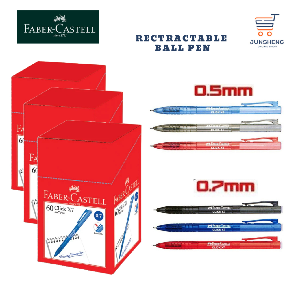 [VALUE BUY] FABER-CASTELL RETRACTABLE BALL PEN CLICK X5 (0.5mm) / CLICK X7 (0.7mm) (BLUE, BLACK ...