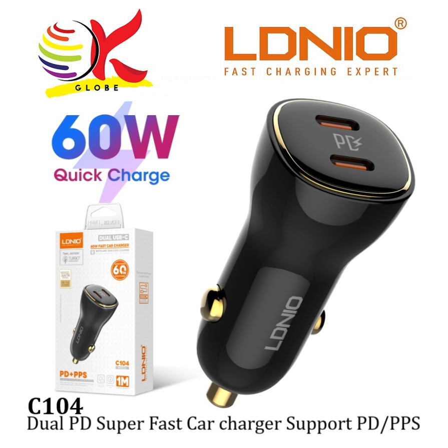 LDNIO C104 (60W DUAL PD30W) / C105 (1-QC30W) / C106 (1-PD30W) - SUPER FAST CHARGING CAR CHARGER ...