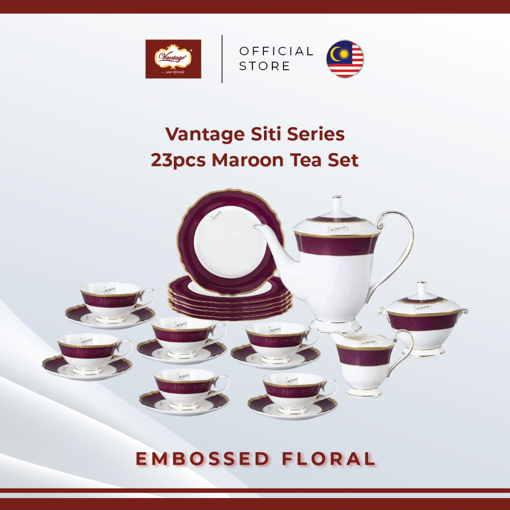 Vantage Siti 23pcs Embossed Floral Tea Set | Shopee Malaysia