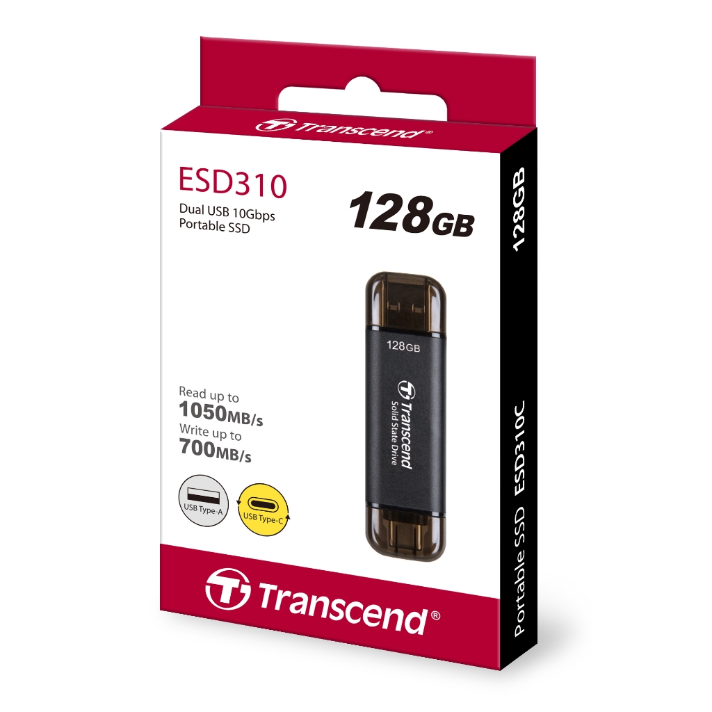 Transcend ESD310 Smallest OTG Type-C Portable SSD, Silver/Black/Pink ...