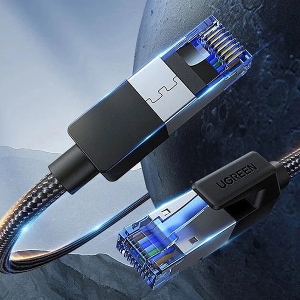 # UGREEN CAT 8 F/FTP ROUND ETHERNET CABLE NYLON BRAID - Black ...