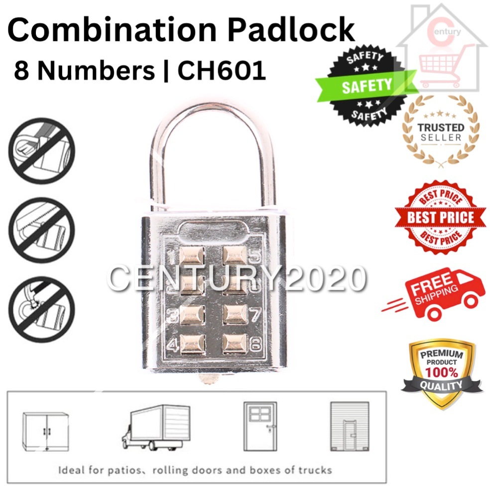 Combination Padlock 8 Push Numbers Button Combination Pad Lock CH-601 ...