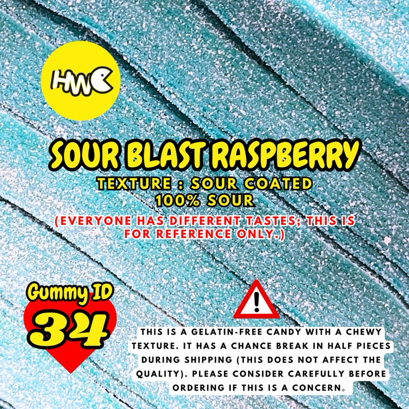 🫐Supa Sour Strips Blast Raspberry Blueberry Candy Gummy Gula Gula Gummi ...