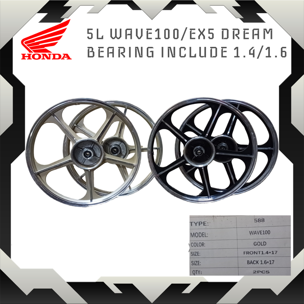[STOCK BARU] SPORT RIM 5 BATANG FULL CHOP WAVE100 EX5 DREAM MATT BLACK ...