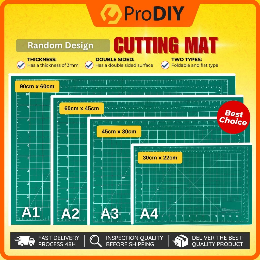 A1 / A2 / A3 / A4 Cutting Mat With White Line Cut Pad Board Random ...