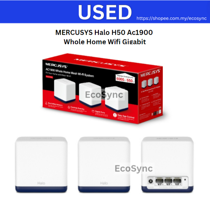 Mercusys AC1900 Halo H50G TP-Link Gigabit Mesh WiFi Router System (3 ...