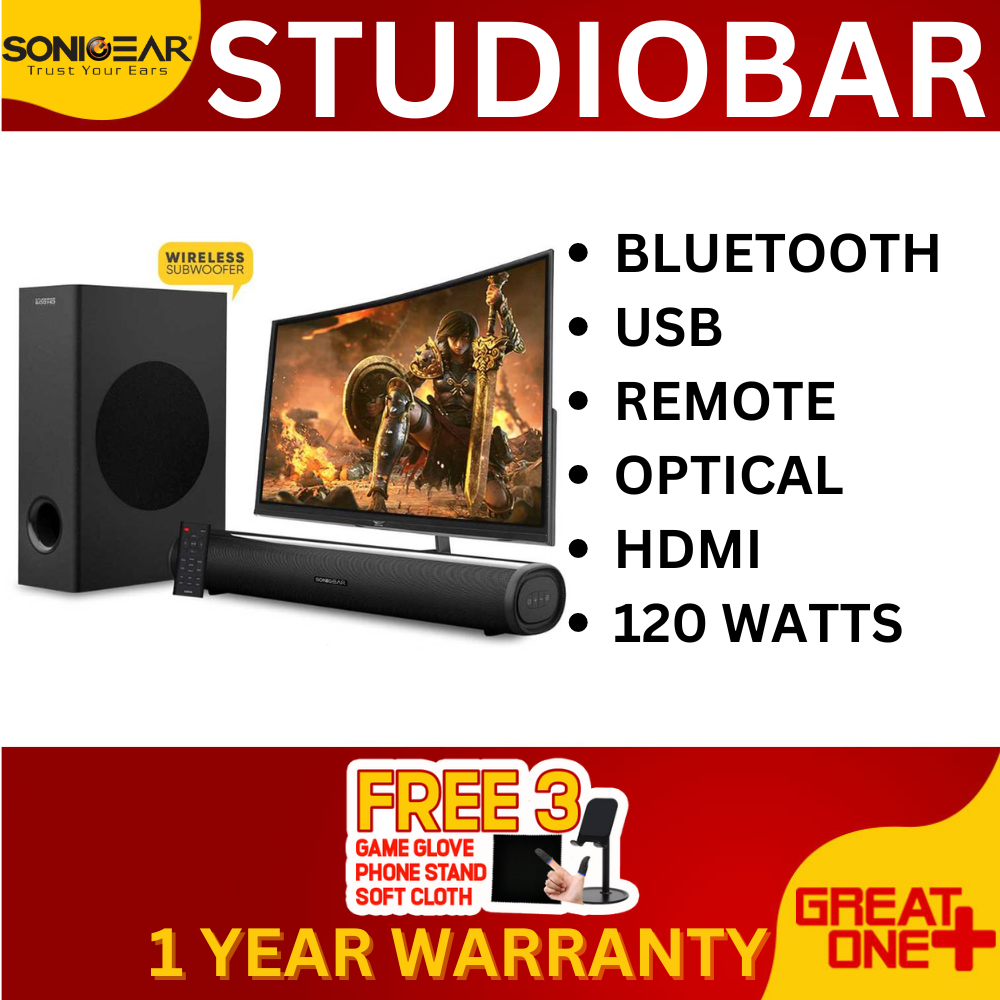 SonicGear StudioBar 600HD Bluetooth 5.0 TV Sound Bar Speaker | HDMI ARC ...