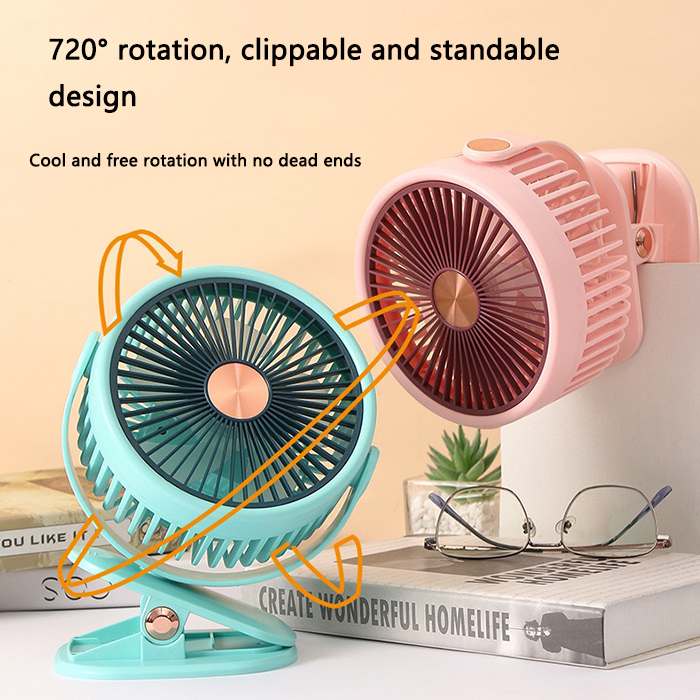 360 Portable Mini Clip Fan Rechargeable Electric Multi function ...