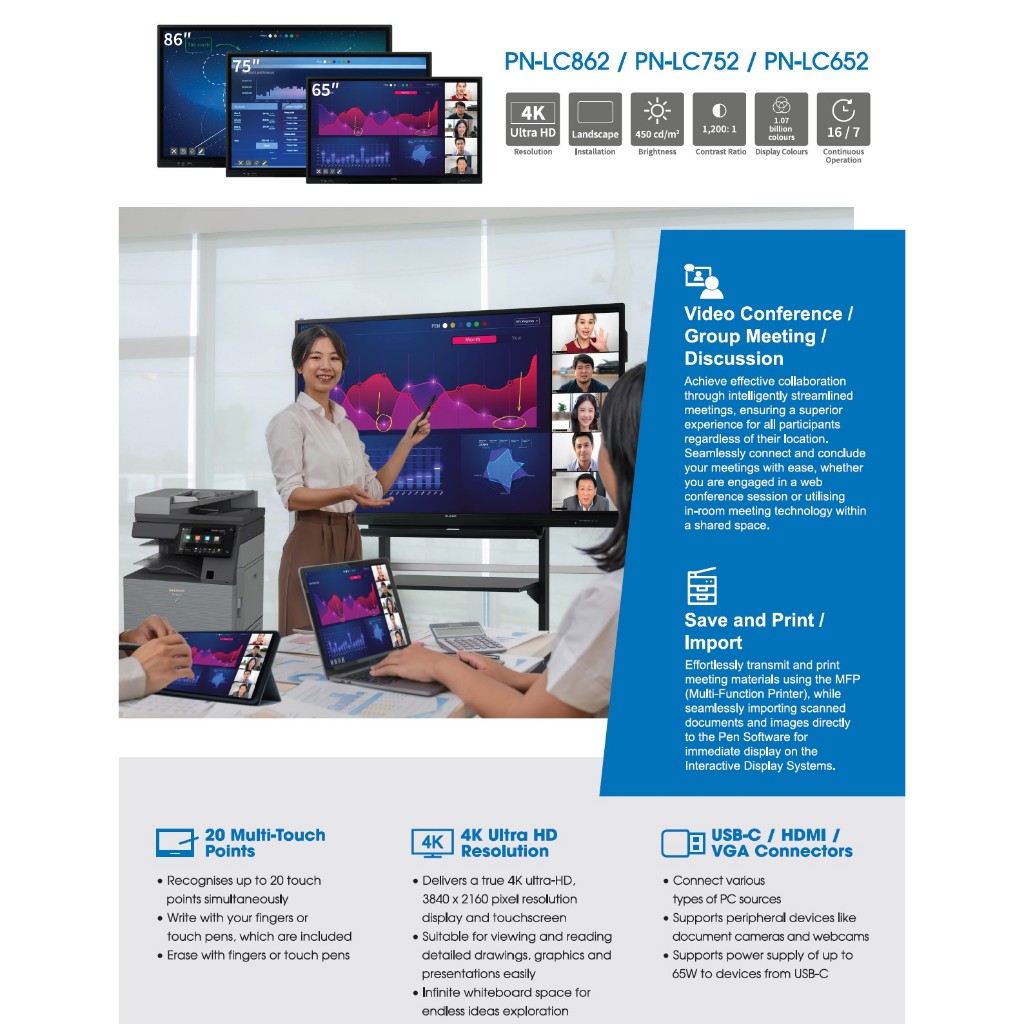SHARP INTERACTIVE WHITEBOARD / SMART BOARD FOR MEETING & EDUCATIONAL ...
