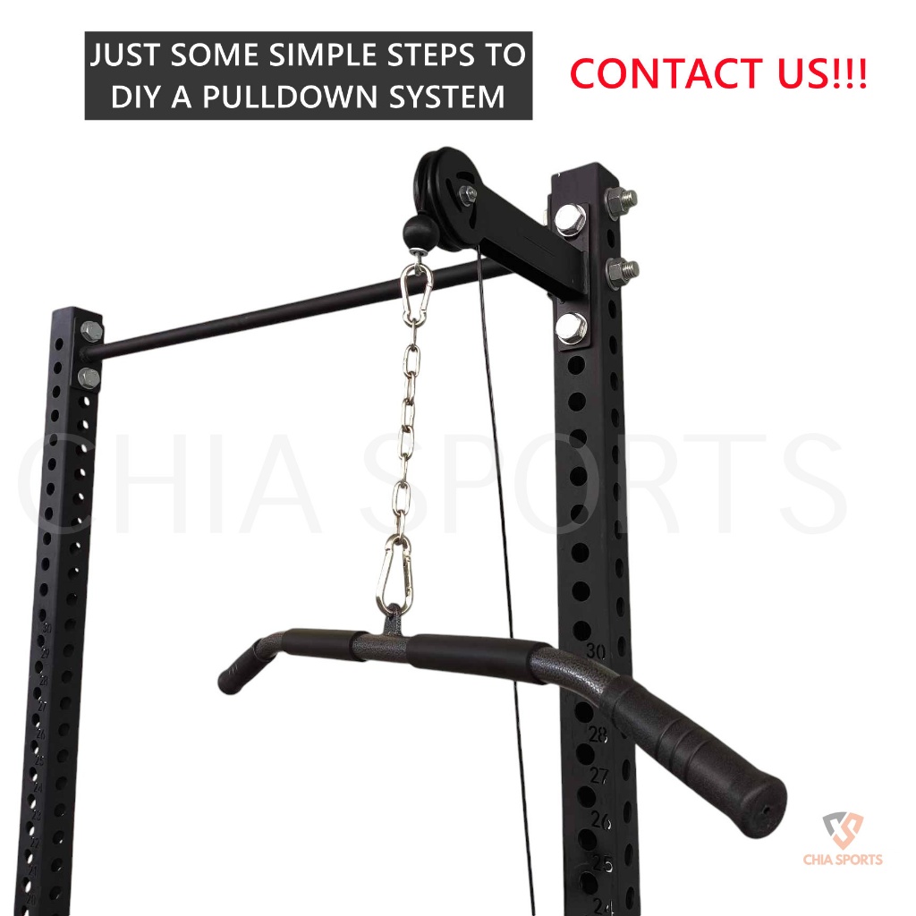 Rack Mounted lat Pulldown Pulley Attachment Extension System DIY Cable ...