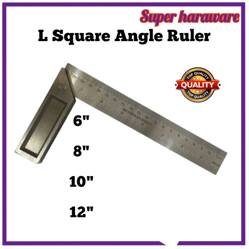 MERWIN HEAVY DUTY Square Steel Carpenter Square Scale Ruler Tools L ...