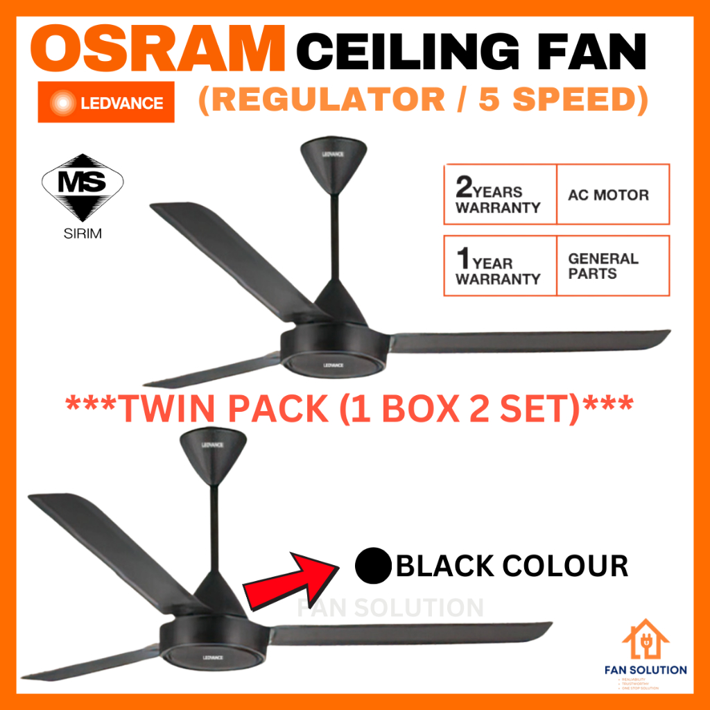 [TWIN PACK, 2 UNIT] OSRAM LEDVANCE REGULATOR CELING FAN BF60BK-BLACK AC ...