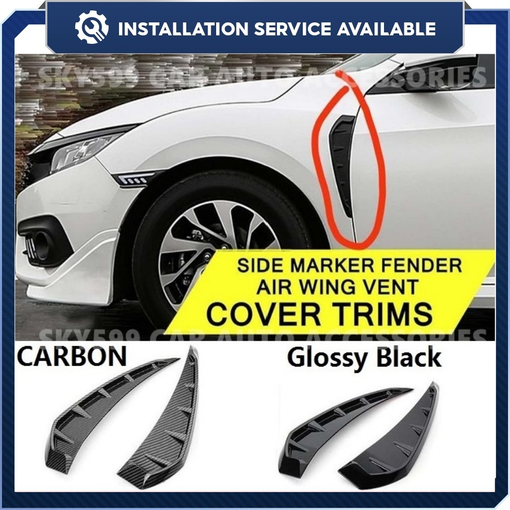 Universal Black/Carbon Style ABS Side Fender Decoration Side Wing Air ...
