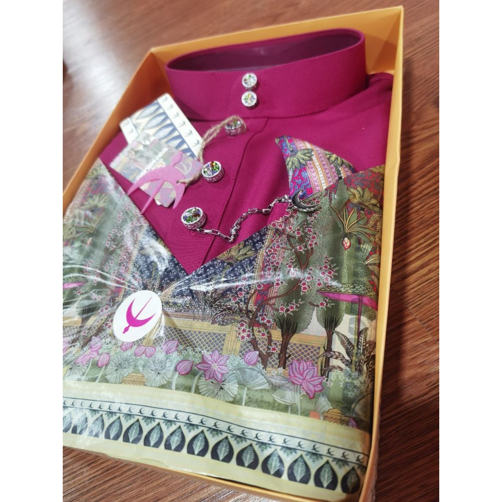 ELRAH EXCLUSIVE BAJU MELAYU 2025 SENNA TONA MERAH MAROON ORANGE BRICK ...