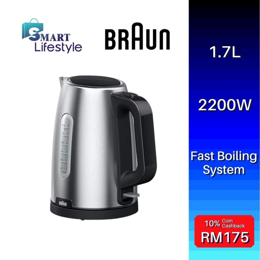 Braun 2200W PurShine Stainless Steel Jug Kettle (1.7L) WK1500BK | Shopee Malaysia