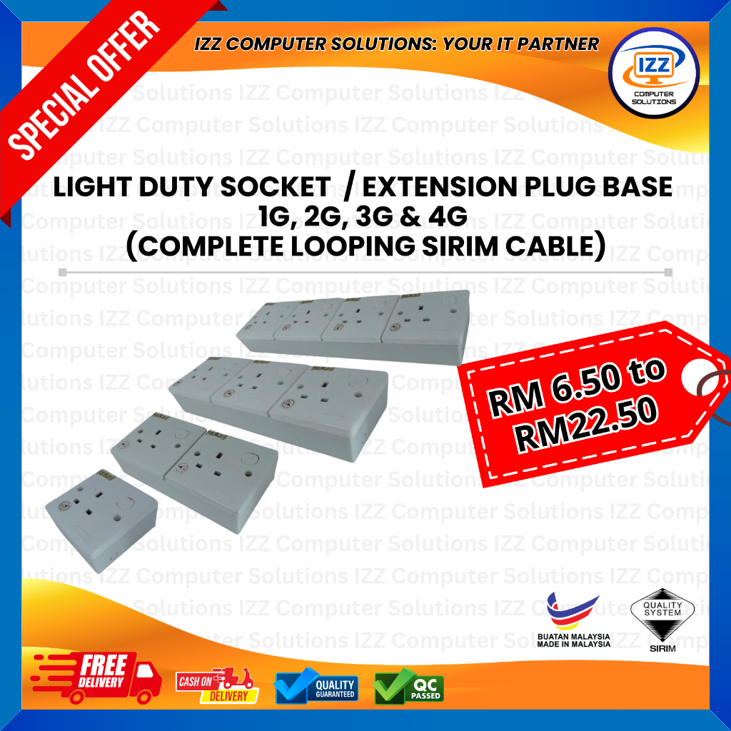 LIGHT DUTY SOCKET PLUG BASE 1G, 2G, 3G & 4G COMPLETE LOOPING SIRIM ...