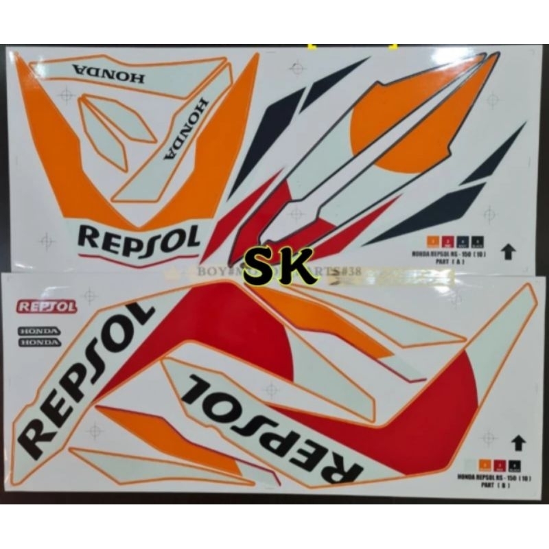 HONDA RS150 RS 150 V2 REPSOL (10) STRIPE BODY STICKER (READY STOCK ...