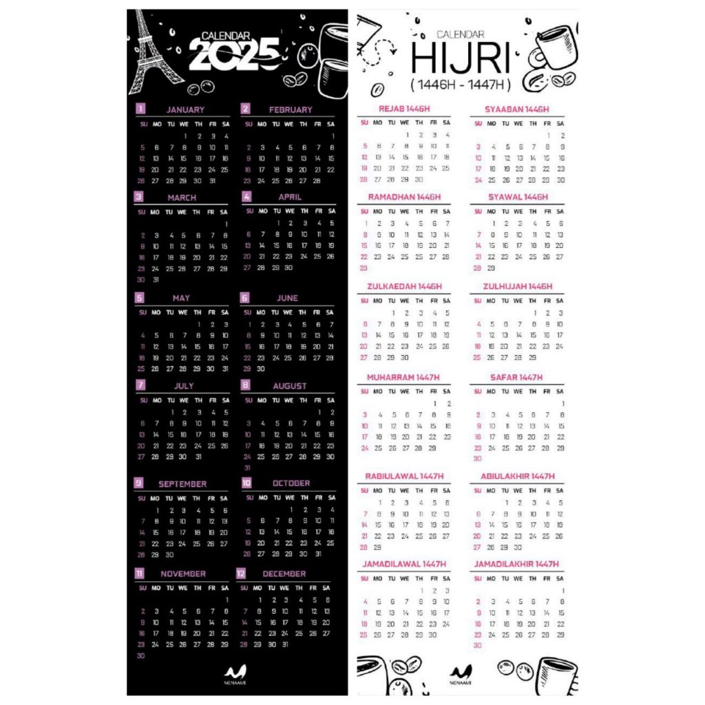[ MENAAMI ] BOOKMARK PENANDA BUKU 2025 KALENDAR + TAHUN ISLAM HIJRAH ...