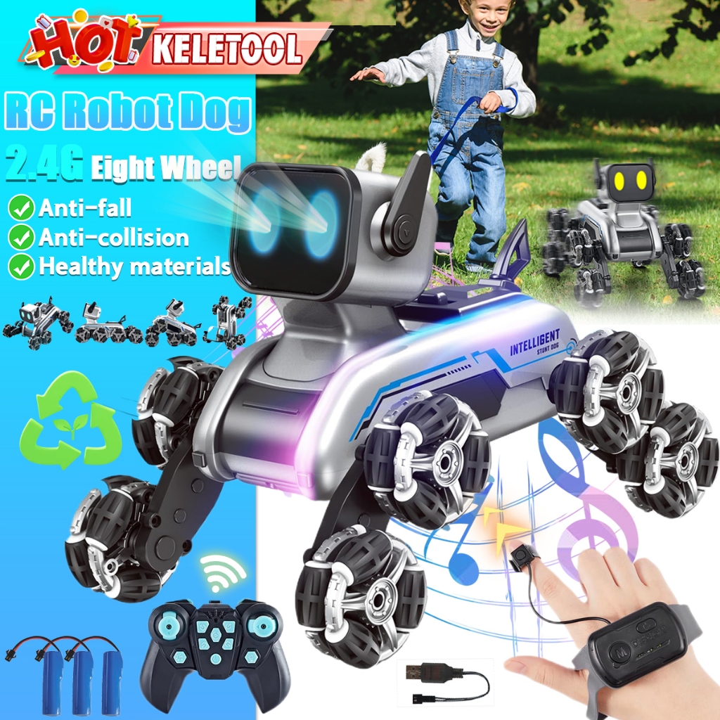 2.4G Eight Wheel Mechanical RC AI Stunt Dog Hand Gesture Controller ...