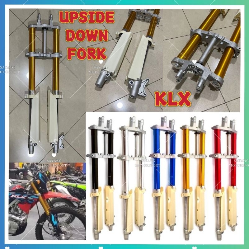 FORK ABSORBER SET UPSIDE DOWN FORK + T + HANDLE BRACKET FRONT ABSORBER LONG 98CM ALLOY CNC ...