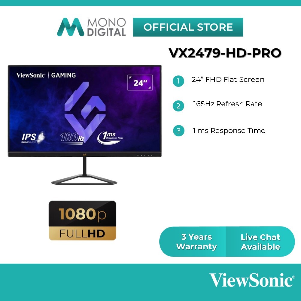 VIEWSONIC 24” VX2479-HD-PRO FULL HD (1920x1080P @180Hz) LED IPS GAMING ...
