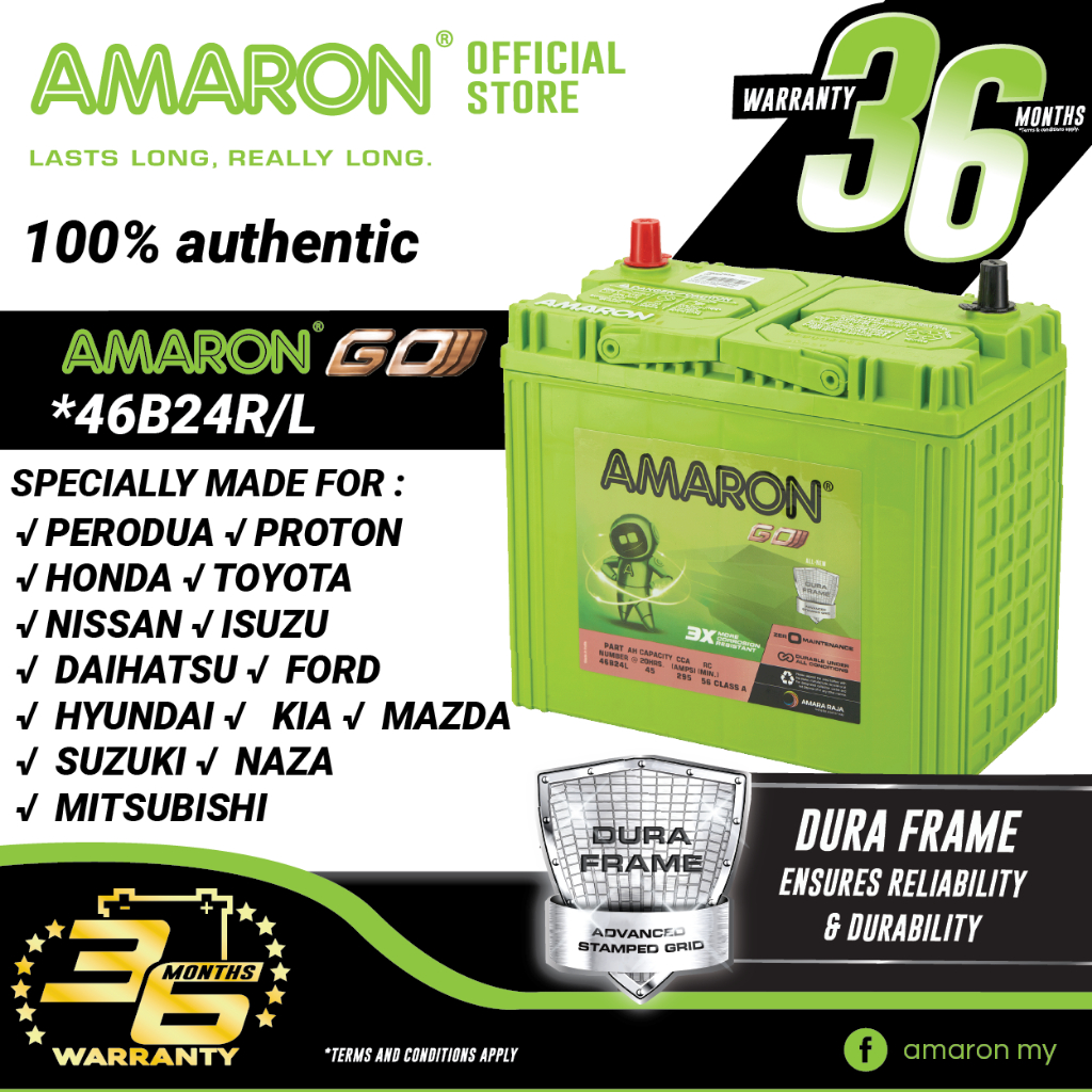 AMARON GO Series 46B24R/L [NS60L/R] Car Battery | Shopee Malaysia