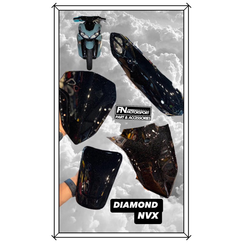 NVX155 V2 V3 HITAM KILAT DIAMOND COVER SET BLACK DIAMOND GLOSSY NVX V2 ...