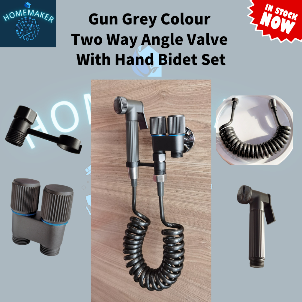 Two Way Angle Valve With Hand Bidet Set (Gun Grey Colour) | Shopee Malaysia