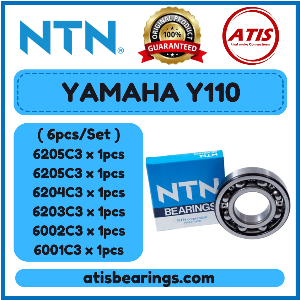 NTN YAMAHA Y110 ( 6pcs/Set-C3 ) Motorcycle Engine Bearing Set 100% ...