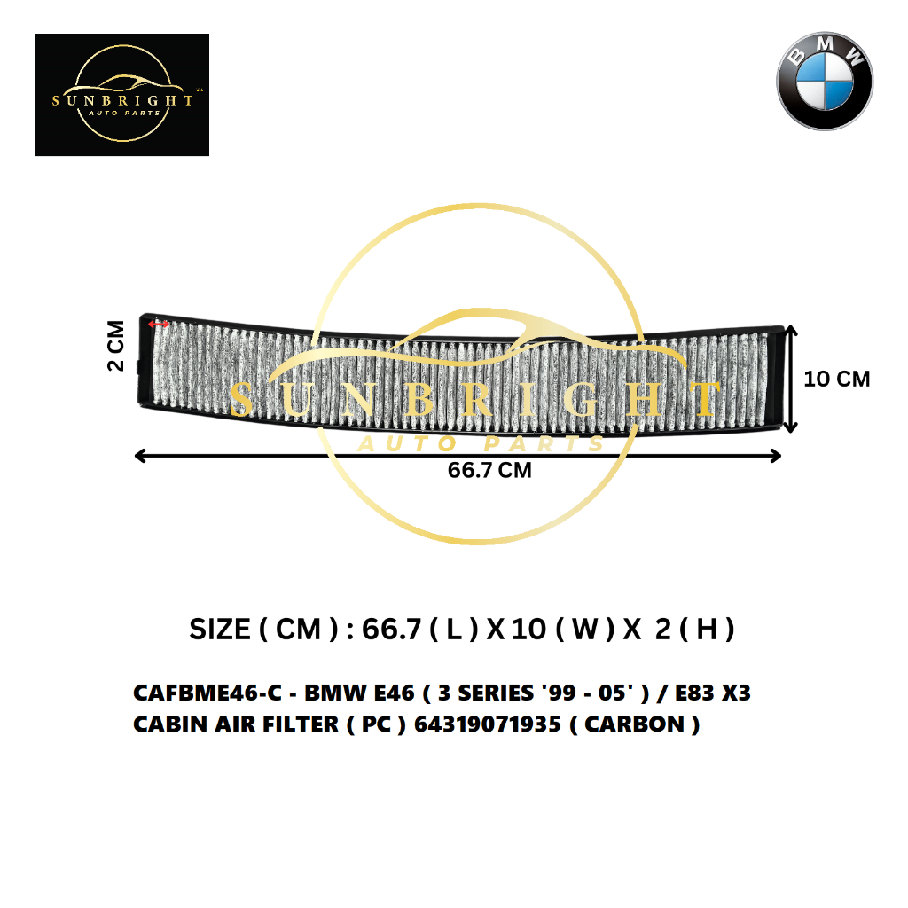 BMW E46 ( 3 SERIES '99 - 05' ) / E83 X3 CABIN AIR FILTER ( PC ...